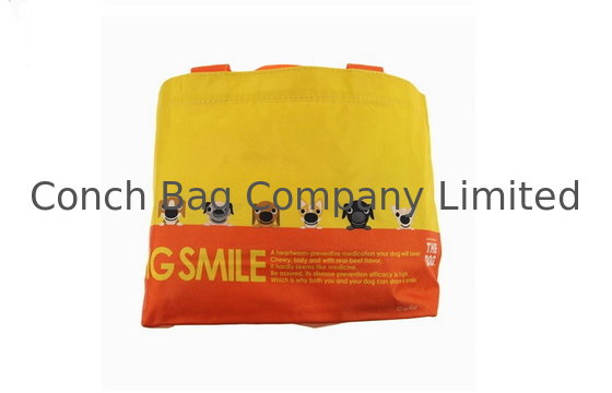 Heat printing yellow exhibition polyester cloth shopping bag Middle sized