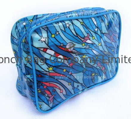 Colorful space 0.25mm PVC cosmetic bag , vinyl toiletry ladies cosmetic bags