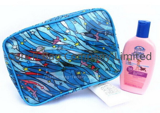 Colorful space 0.25mm PVC cosmetic bag , vinyl toiletry ladies cosmetic bags