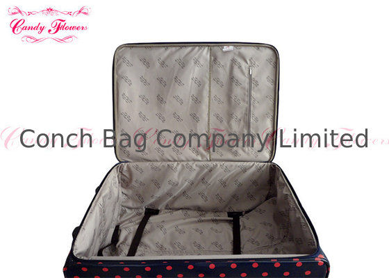 Lightweight 24 inch suitcase Ladies Trolley Bag with blue and red polka dot