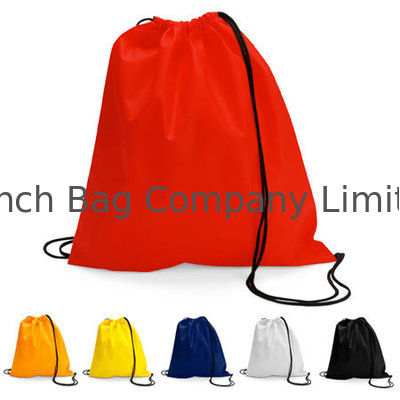190T polyester String Non-woven Green Shopping bag backpack For Promotional