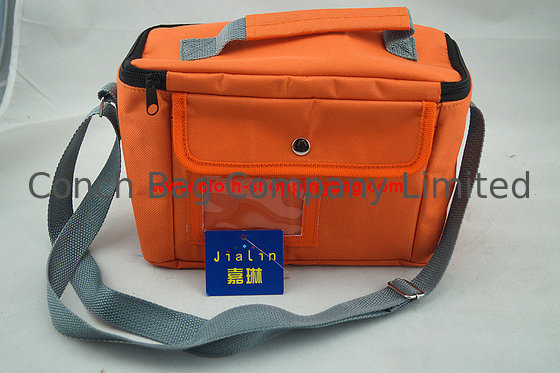 Eco friendly orange reusable built lunch shoulder bag for hiking camping