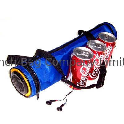 3 Cans 600D Polyester PU Radio Cooler bag with Speaker , cooler lunch bag