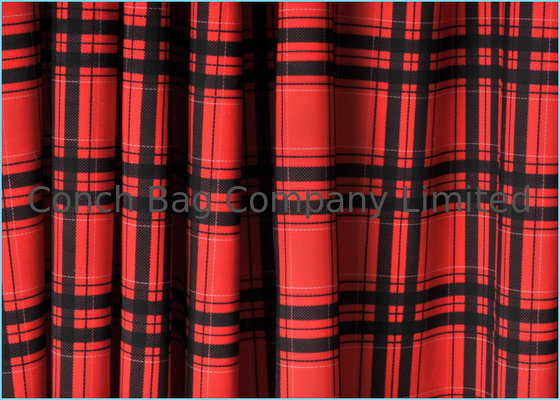 Red And Black Plaid Fabric / Warp Knitted Printed Spandex Fabric  1.5m*220gsm