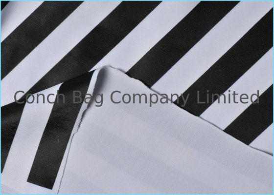 Black And White Stripe Fabric / Semi Gross Polyester Lycra Printed Spandex Fabric  1.5m*180gsm