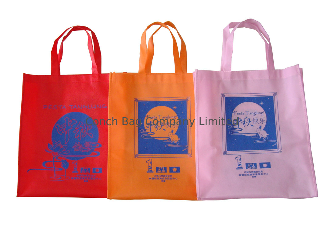 Silk screen Non Woven Shopping Bag for Supermarket , Pink / Red