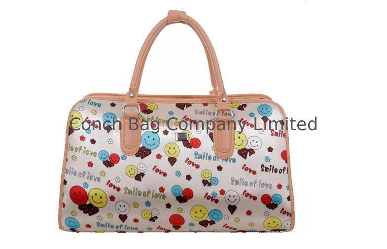Large oxford fabric cloth travel bags for student , funny smile face pattern