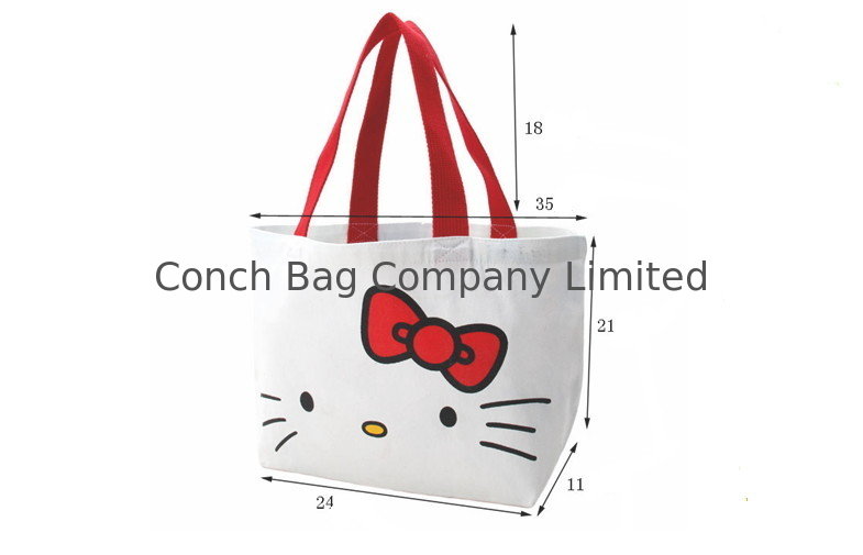Cute hello kitty pattern reusable Cloth shopping shoulder bag for colleage student