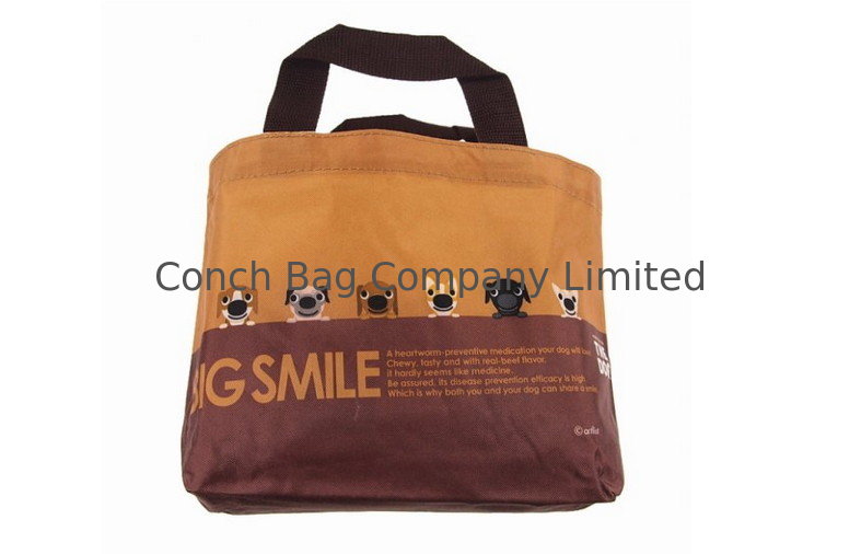 Durable lady ' s cloth polyester shopping shoulder bag with cartoon pattern