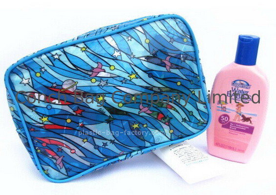 Colorful space 0.25mm PVC cosmetic bag , vinyl toiletry ladies cosmetic bags