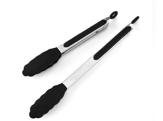 Silicone black food tong baking kitchen utensil