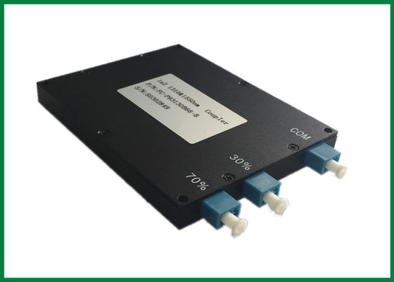 Fused Single Mode Fiber Optical Module , 1x2 1310nm 1550nm Black Metal Box Type