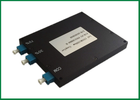 Fused Single Mode Fiber Optical Module , 1x2 1310nm 1550nm Black Metal Box Type