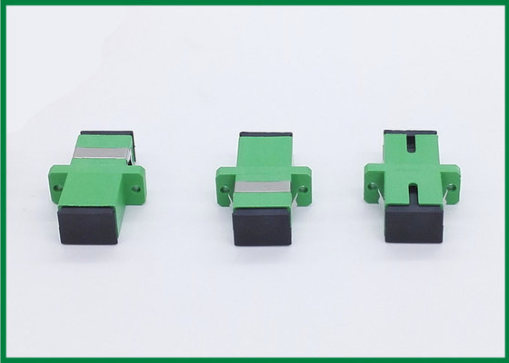 SC/APC Simplex Fiber Optic Adaptor / Couplers , Green Plastic Housing Black Dust Cap