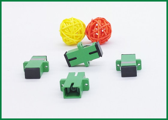 SC/APC Simplex Fiber Optic Adaptor / Couplers , Green Plastic Housing Black Dust Cap
