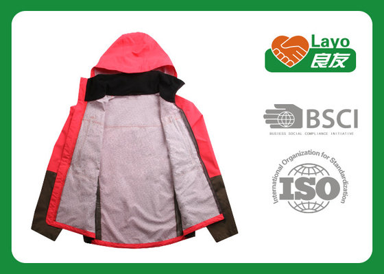 Fashionable Style Womens Windbreaker Jackets With Hood Red Color 