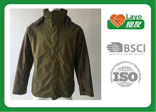 Olive Color Lightweight Breathable Rain Jacket For Hiking / Fishing / Hunting