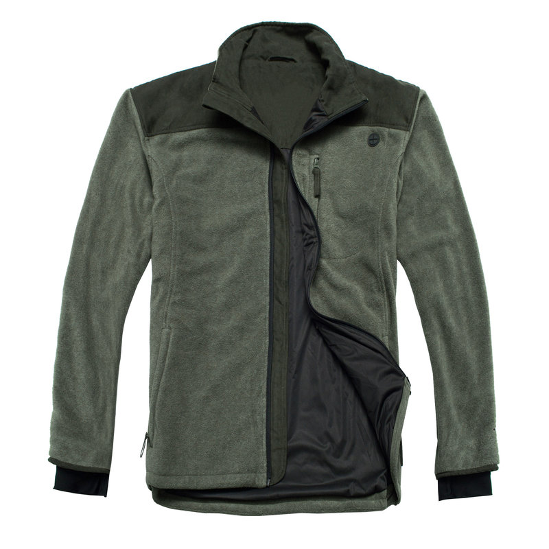 Outdoor Fleece Clothing Olive Color , Men Windproof Fleece Jacket