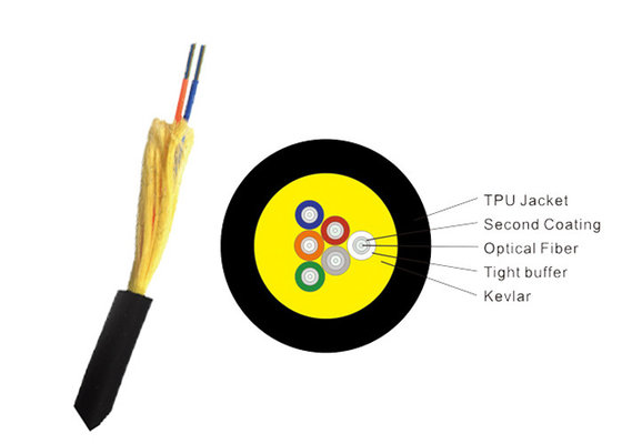 G652D Tactical Fiber Optic Cable 1 - 12 Cores Fiber TPU Jacket Sheath