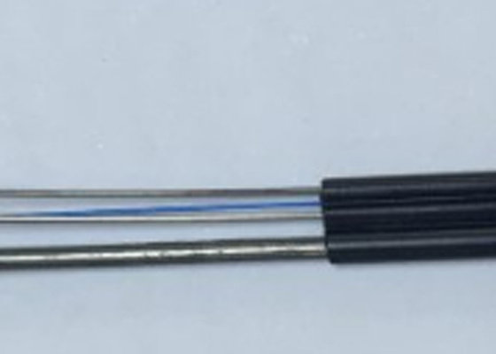 PVC Black Out Jacket 2 Core Fiber Optic Drop Cable With Phosphating Steel Wire