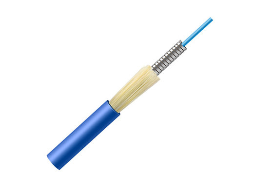 Spiral Steel Armored Fiber Cable , Kevlar Yarn Indoor 1 Core Fiber Optic Cable