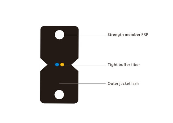 FRP Glass Indoor Fiber Optic Drop Cable 2 - 24 Core LSZH Jakcket GJXFH