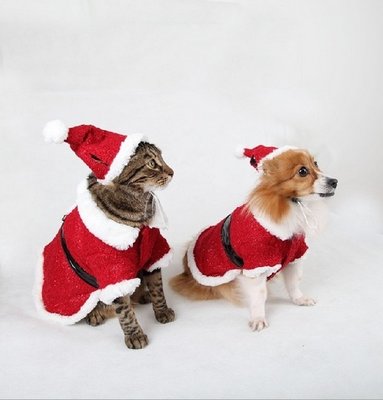 Red Christmas Dog Clothes Hoodies Winter Pet Santa Costumes Fabulous