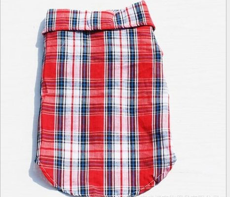 Custom Medium Dog Clothes , Soft Casual Dog Plaid Shirt Blue Red Pet Clothes
