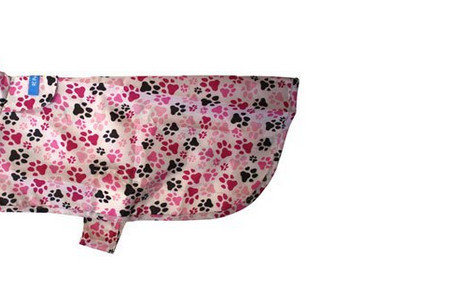 Lightweight Waterproof Packable Dog Rain Poncho , Pitter Patter Pink , Medium