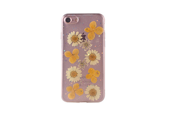 Simple Classical Cell Phone Wallet Case Transparent With Yellow Plastic Flowers