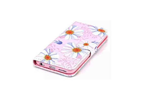 Pink Floral Apple Cell Phone Cases For IPhone 7 Pu Material Custom Made
