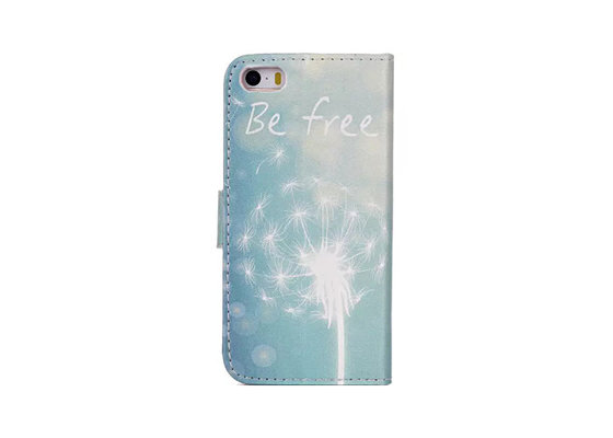 Blue Wind Dandelion Cell Phone Wallet Case For Iphone 7 Smooth Surface