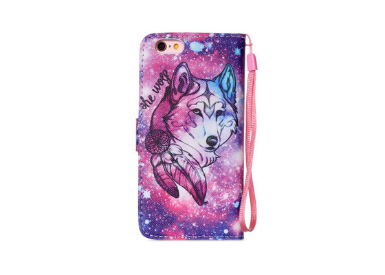 Pink / Purple Fox Thin Waterproof Iphone 6 Case , Customized Protective Wallet Case
