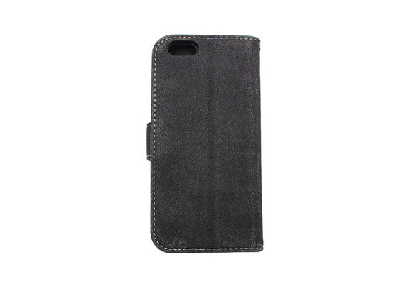 Black Iphone 6 Magnetic Wallet Case , Pu Leather Waterproof Cell Phone Case