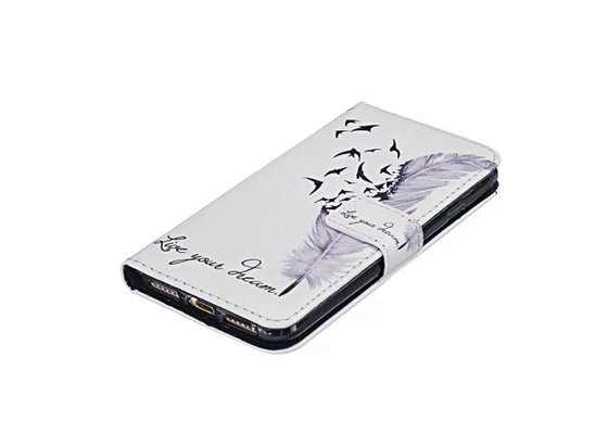 Multi Functions Iphone 6s Phone Case Good Looking Plume And Birds Pattern