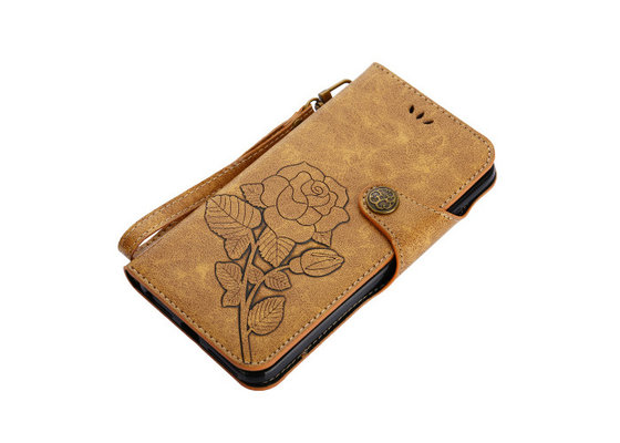 Orange Theme Vintage Wallet Case For Iphone Gloss Finish Full Protection