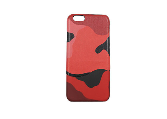 Iphone 6 Genuine Leather Wallet Case Black / Red Color Matting Surface