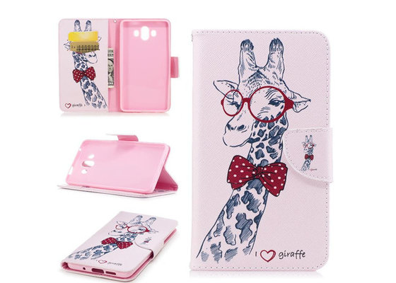 Lovely Giraffe Card Pocket Phone Case , Cell Phone Wallet Case For Huawei