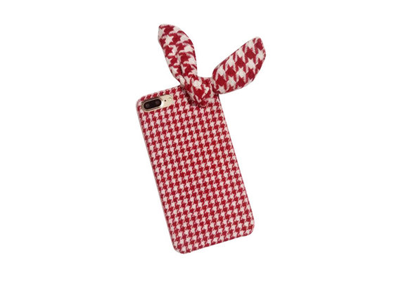 Bowknot / Plaid Canvas Protective Phone Cases For Iphone X Silent Switch Accessible