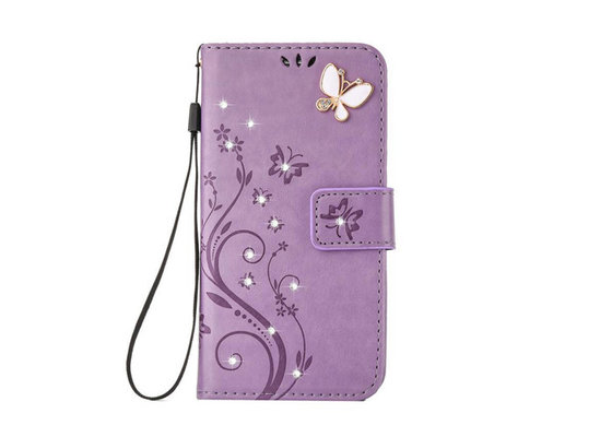 4 Color PU Leather Samsung Samsung Cases With Butterfly Crystal Decoration