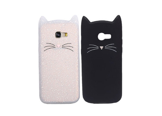 Lighweight / Slim Silicone Kitty Ear Rubber Shockproof Phone Protective Cases Cover