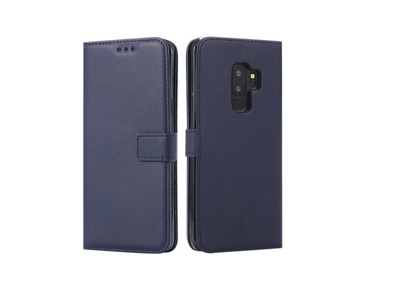 Pink Blue Comfortable Leather Card Holder Kickstand Protective Folio Flip Phone Cover