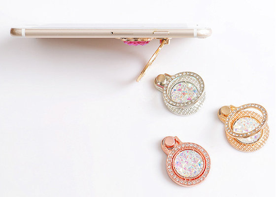 Luxury 360 Degree Finger Ring Holder , Diamond Floral Smartphone Metal Mount Stand