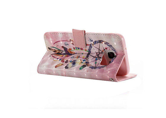 Shatter Resisting Samsung Galaxy S7 Edge Case , Pink Galaxy S7 Edge Wallet Case