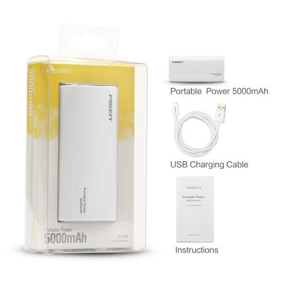 External Battery PISEN Mobile Universal Power Bank 5000mAh Portable Charger