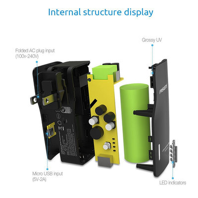 PISEN AC Plug Multilcolor CCC FCC UL RoHS Mobile Unversal Power Bank 5000mAh Portable Charger