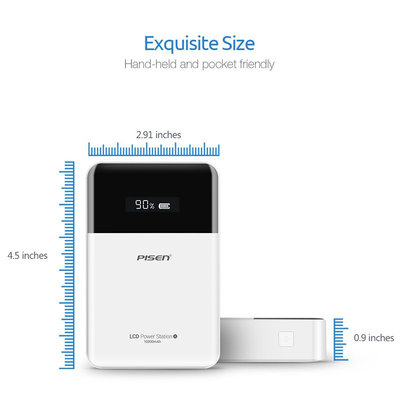 2.4A LCD Fast Charging Dual USB Output PISEN Mobile Universal Power Bank 10000mAh Portable Charger CB CE FCC Certificate