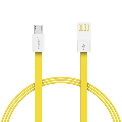PISEN 0.8m 2.6ft Multicolor Fast Charging 2 in 1 Flat Micro USB Cable for Android
