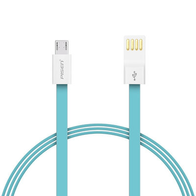PISEN 0.8m 2.6ft Multicolor Fast Charging 2 in 1 Flat Micro USB Cable for Android