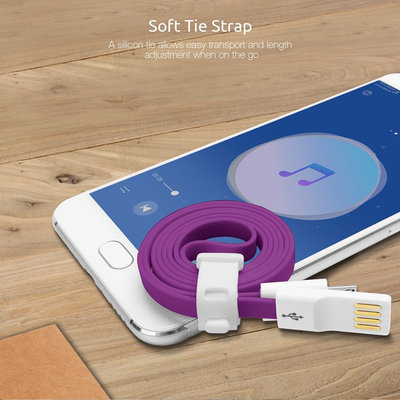 PISEN 0.8m 2.6ft Multicolor Fast Charging 2 in 1 Flat Micro USB Cable for Android